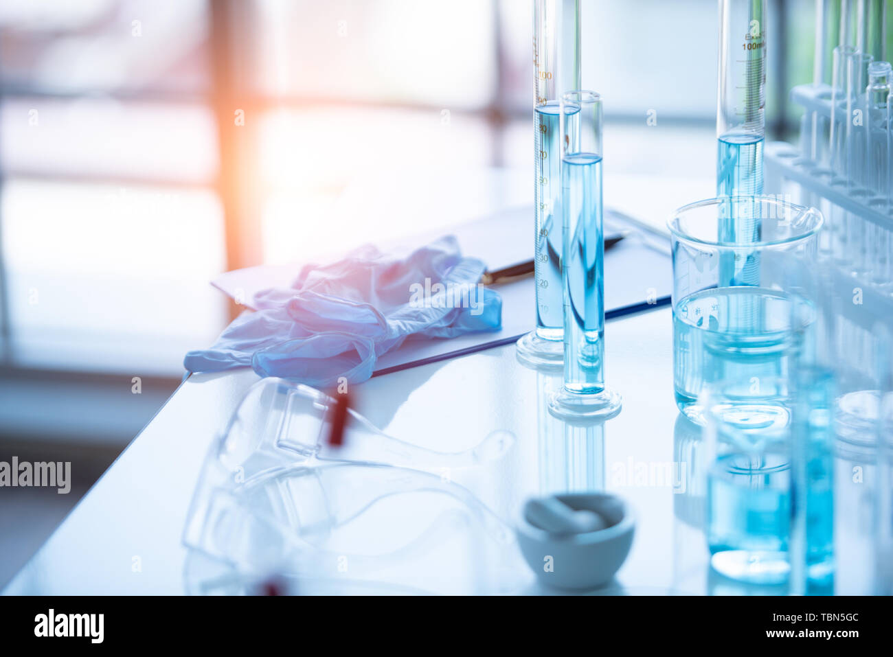 Medical laboratory test tube in chemistry biology lab test. Scientific ...