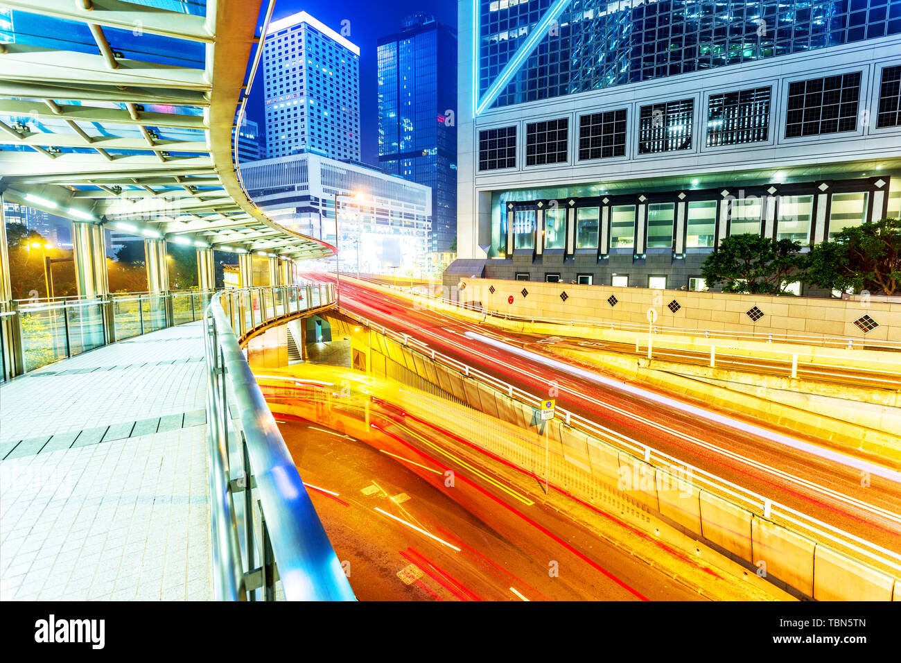 urban city traffic light trails at night Stock Photo - Alamy