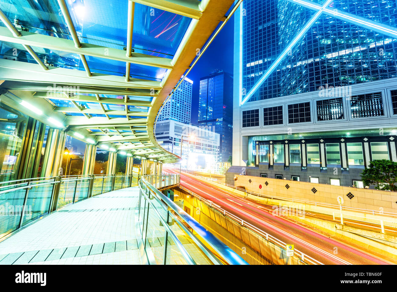 urban city traffic light trails at night Stock Photo - Alamy