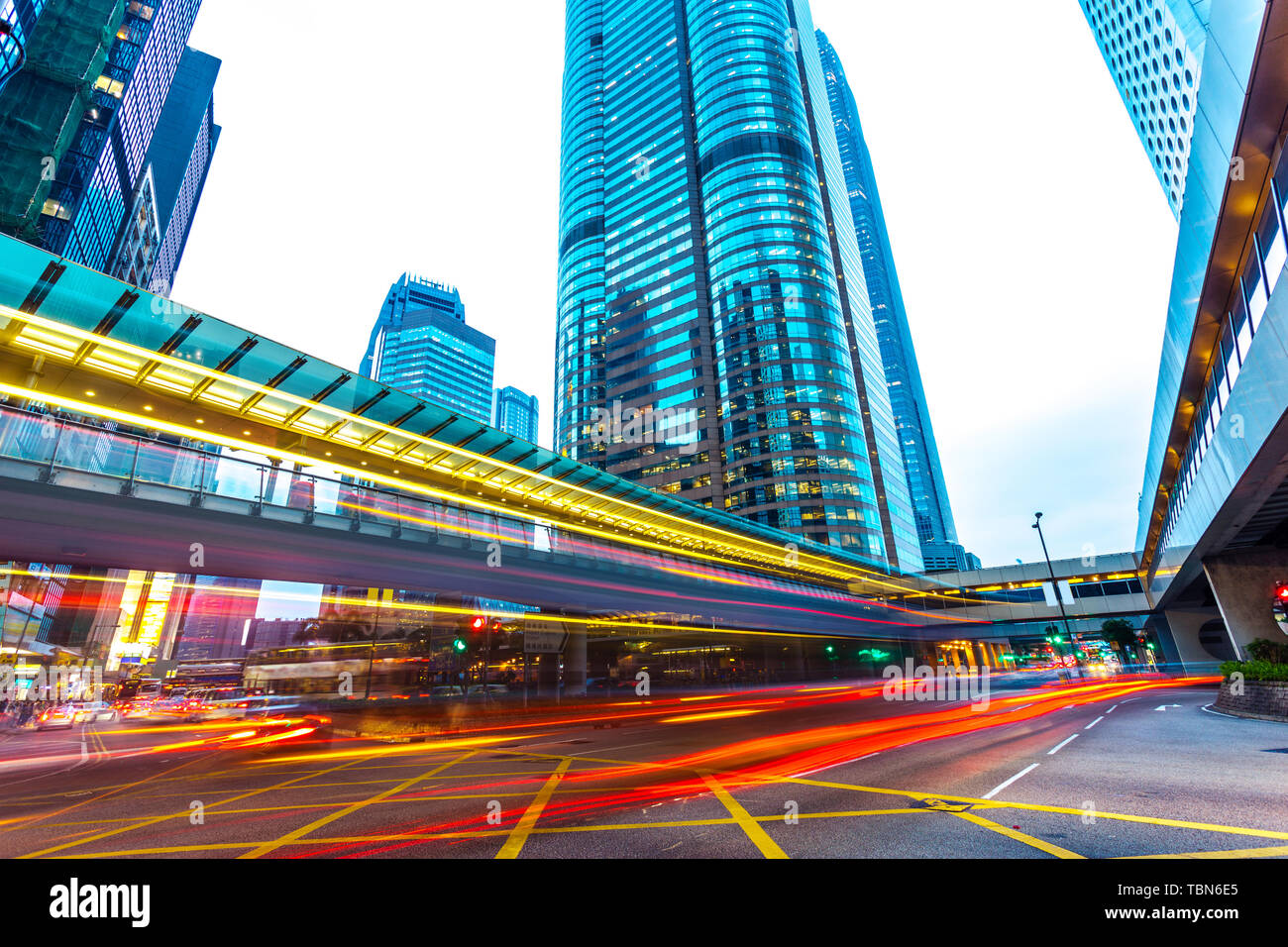urban city traffic trails at night Stock Photo - Alamy