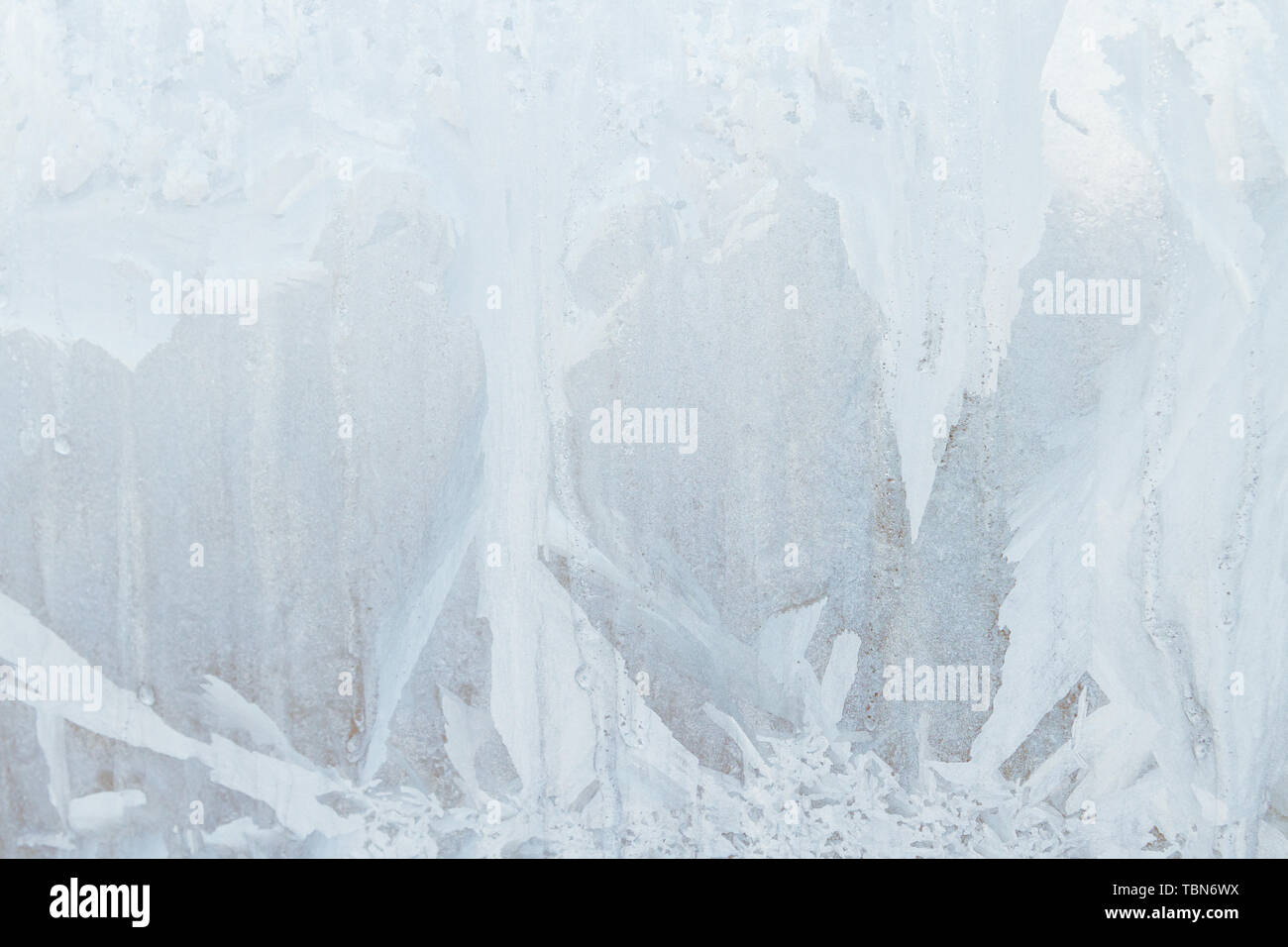 Frosty patterns on a frozen ice box in the early morning Stock Photo ...