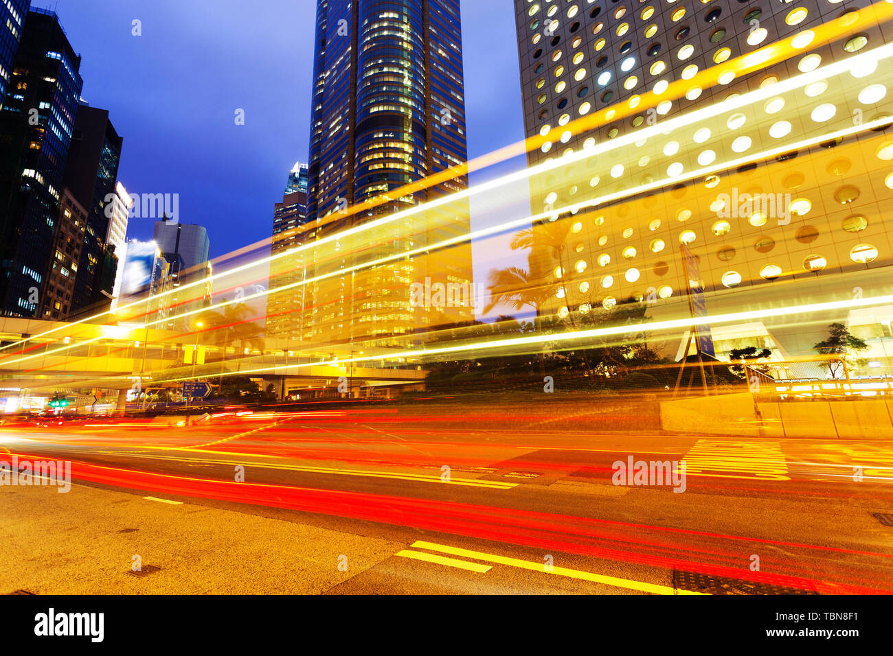 urban city traffic trails at night Stock Photo - Alamy
