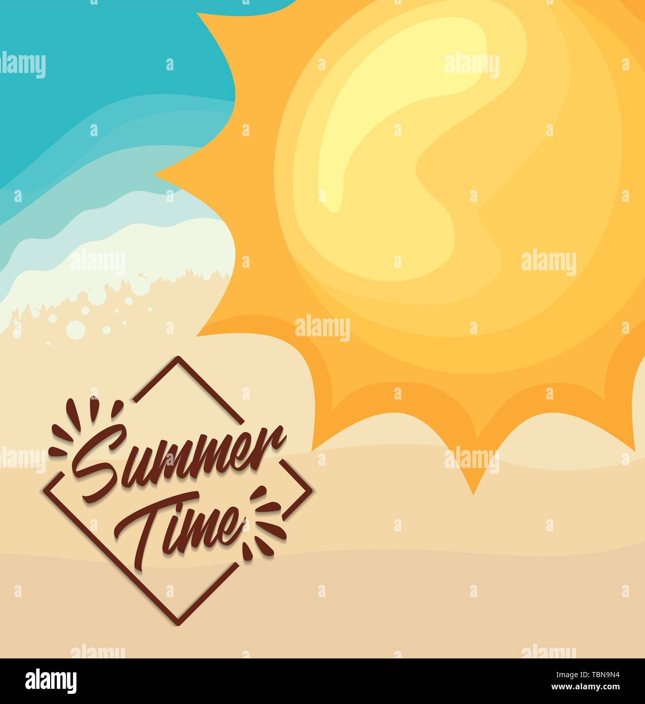 summer beach poster with sun vector illustration design Stock Vector ...