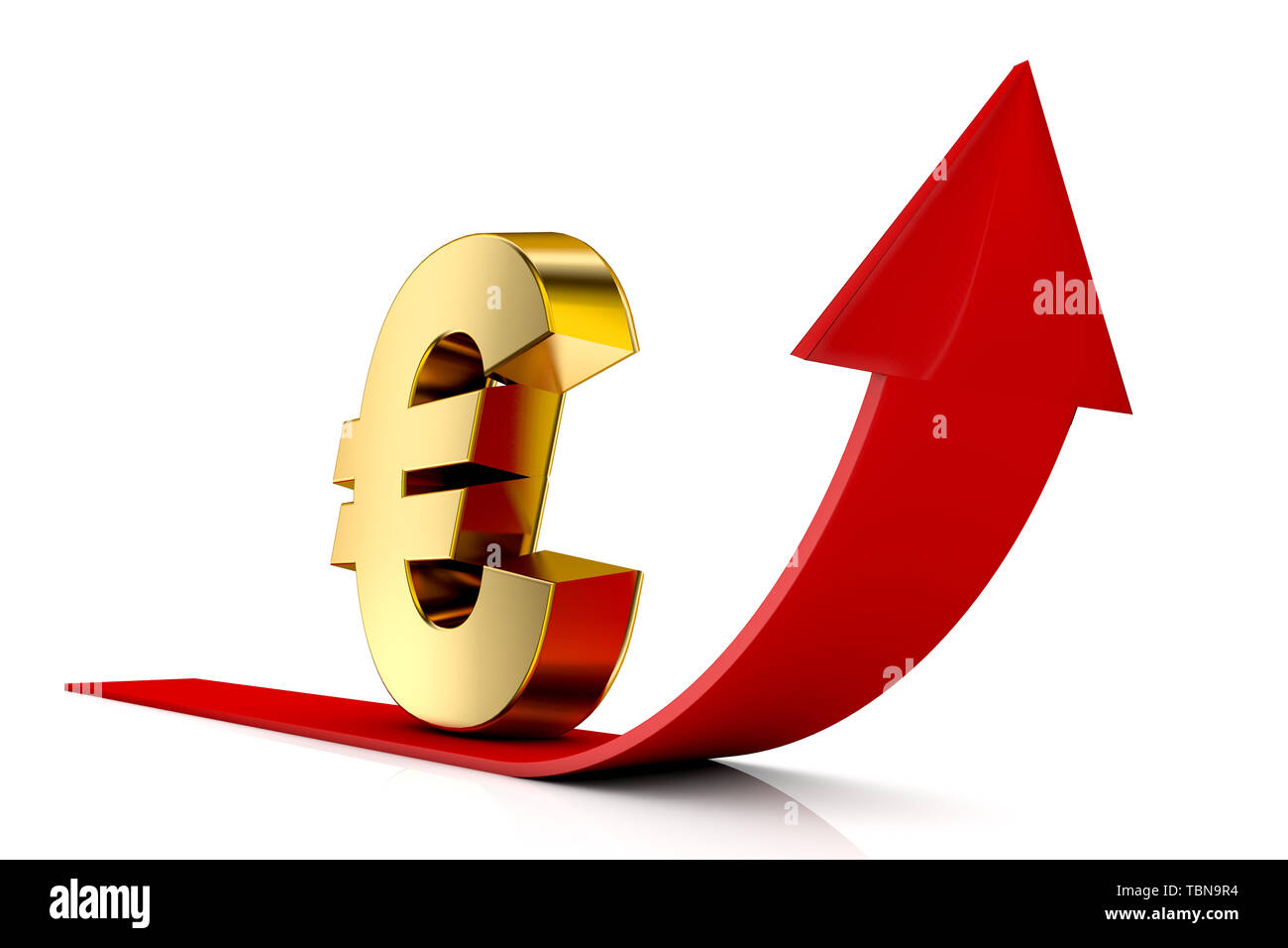 3d illustration currency sign and red arrow Stock Photo - Alamy