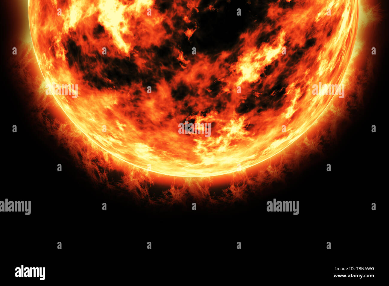 Three-dimensional rendering, fireball with black background Stock Photo ...