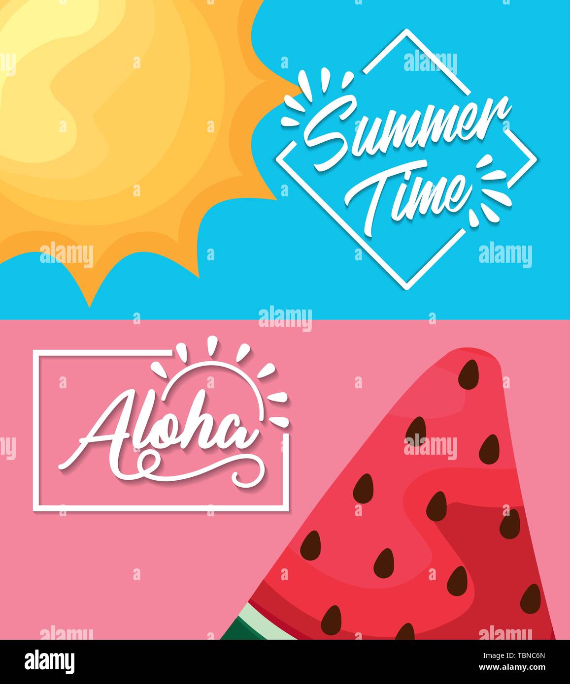 summer poster with watermelon and sun vector illustration design Stock ...