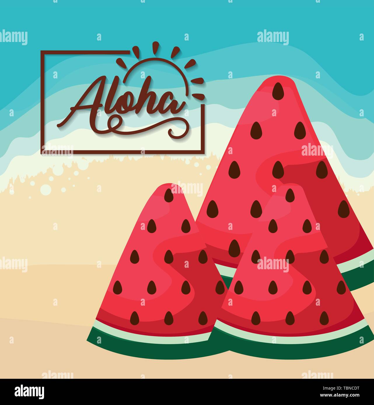 summer beach poster with watermelons vector illustration design Stock ...