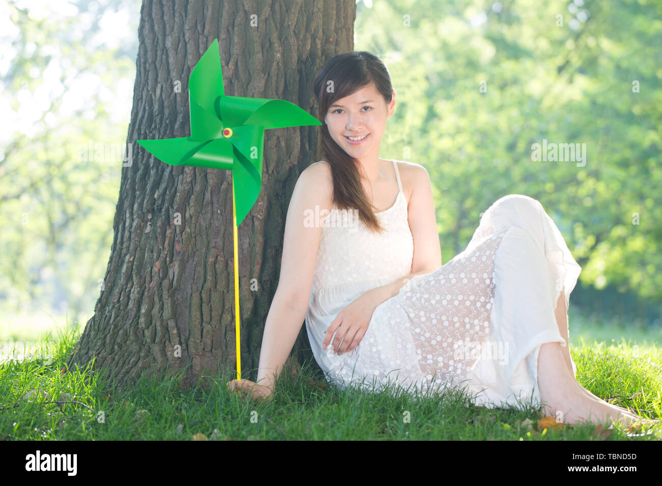 Summer young girl on an outing in the park Stock Photo - Alamy