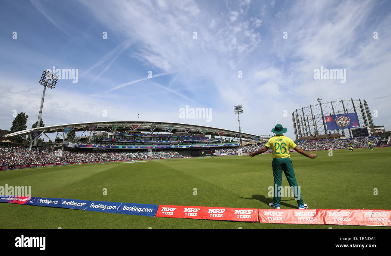 South Africa's Tabraiz Shamsi fields on the boundary during the ICC ...