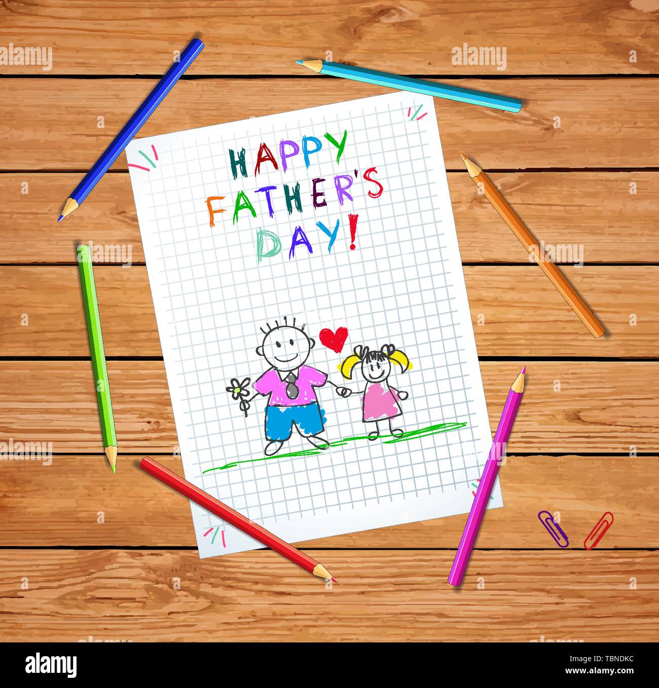 Happy child holding paper Stock Vector Images - Alamy