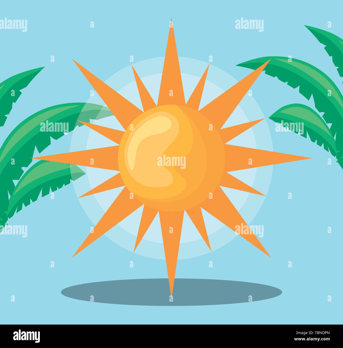 summer poster with sun and leafs vector illustration design Stock ...