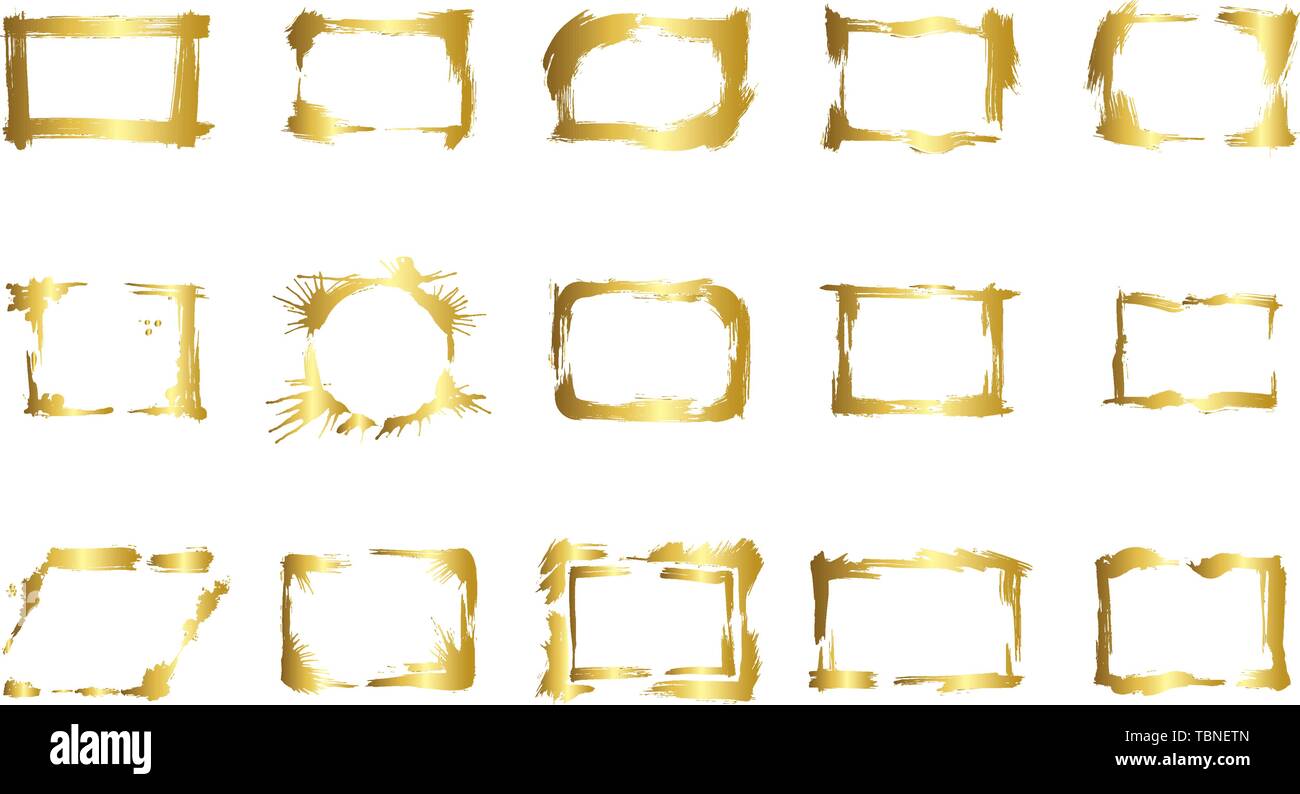 Vector Set of dry brush frames. Hand drawn artistic frames. Grunge ...