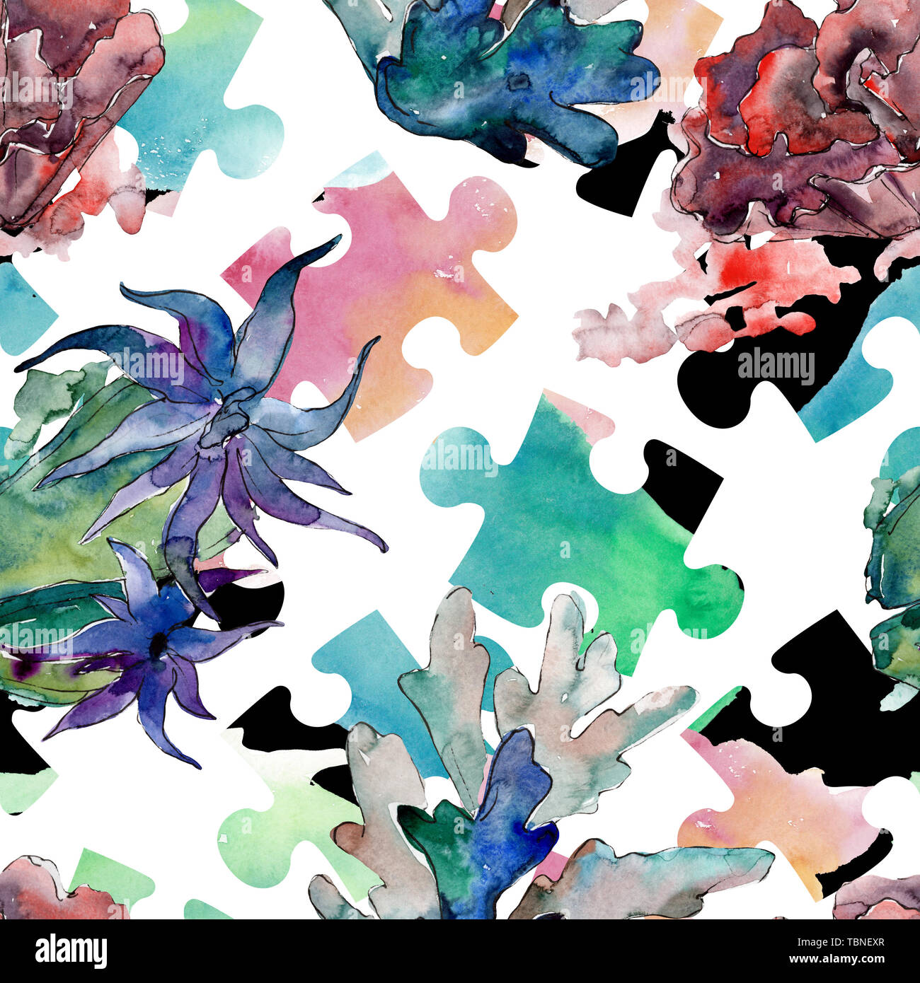 Colorful aquatic underwater nature coral reef. Watercolor illustration ...