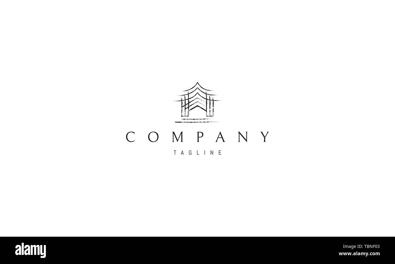 Asian house abstract black 2 vector logo design Stock Vector Image ...