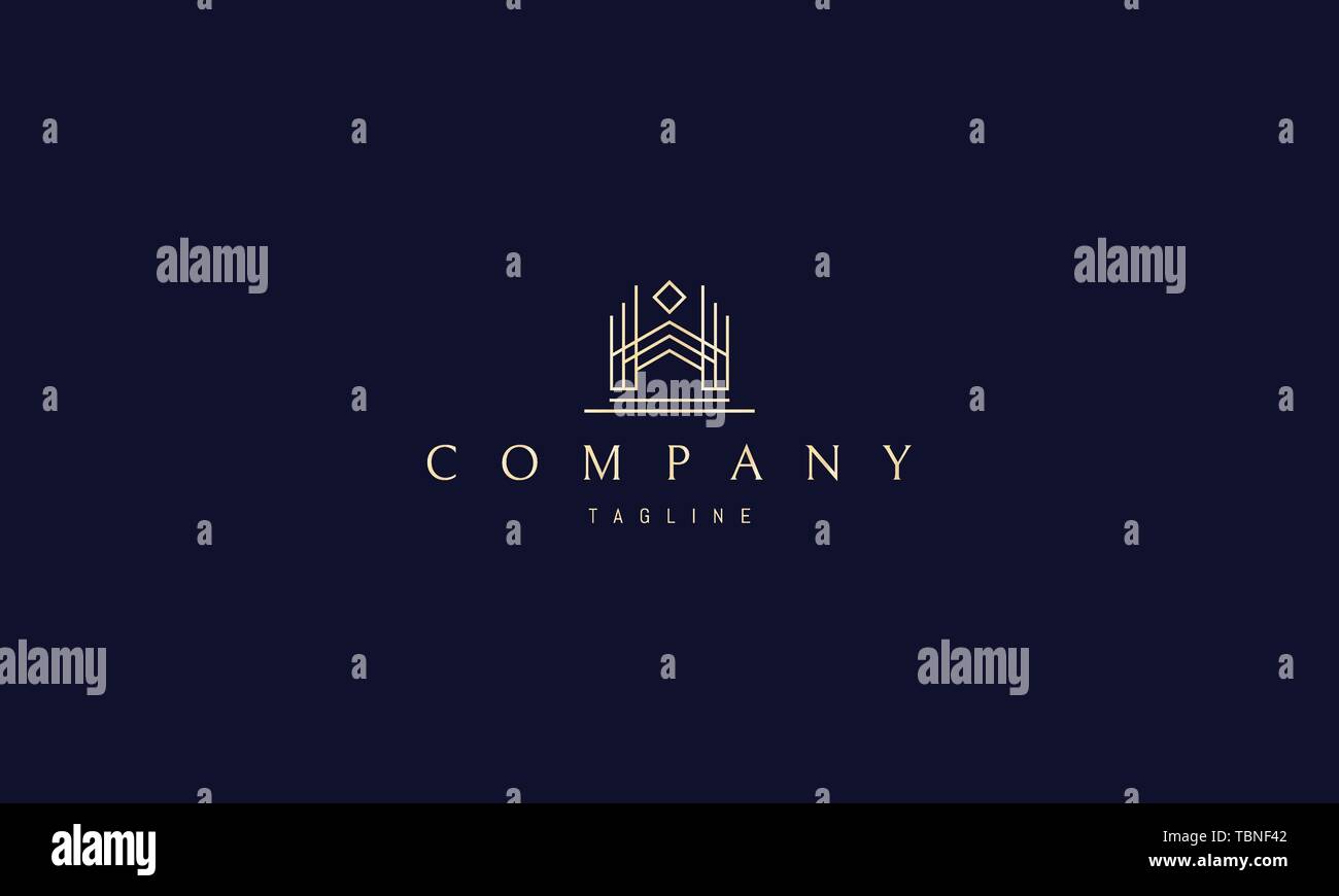 Asian house abstract gold line vector logo design Stock Vector Image ...