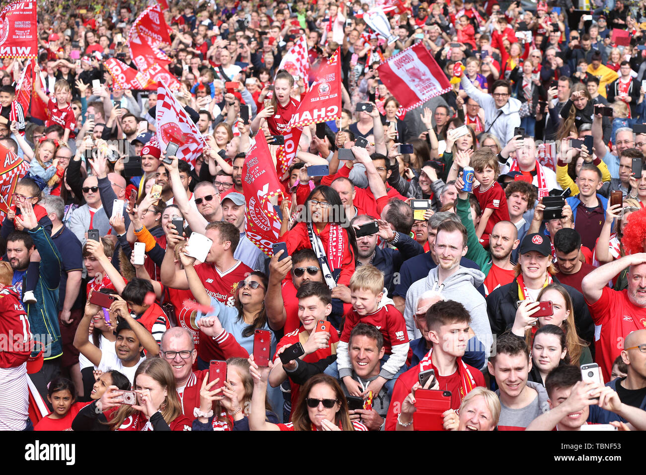 Liverpool fans gather for the Champions League Winners Parade in ...