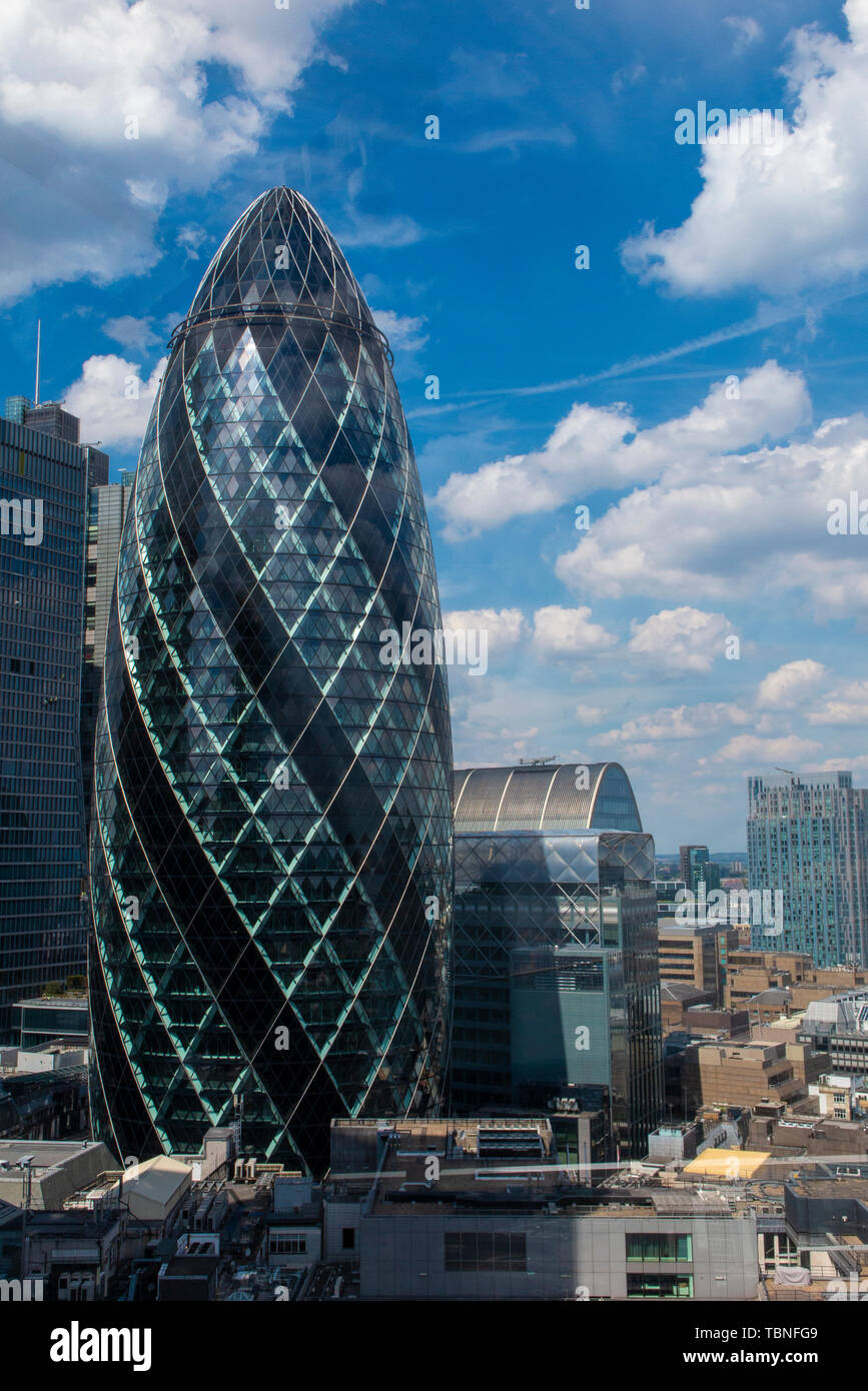 The Gherkin (Swiss Re headquarters) skyscraper in the City of London ...