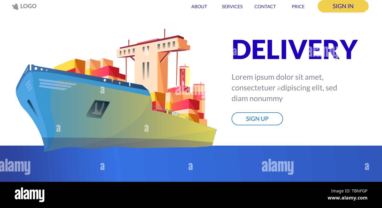 Web page design template for project delivery, transport, ship. Modern ...