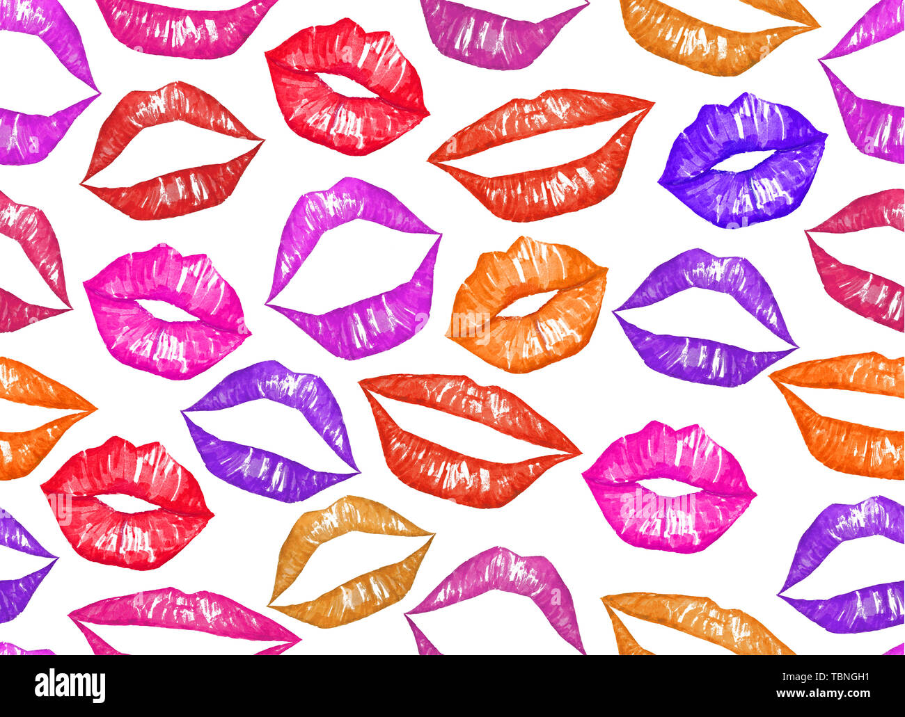 Multicolor lips seamless background. Pink beauty background. Hand made ...