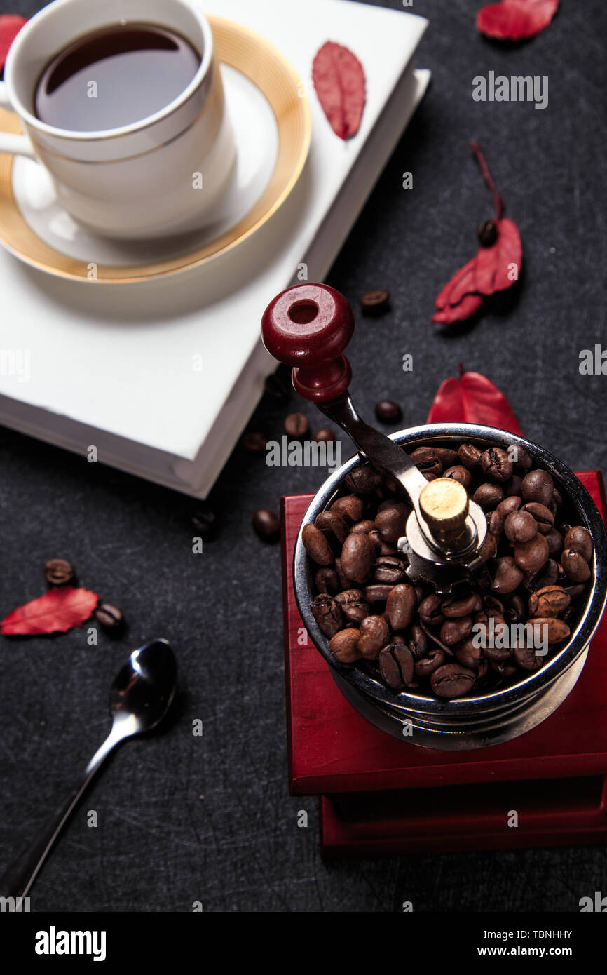 Intense coffee and coffee beans Stock Photo - Alamy