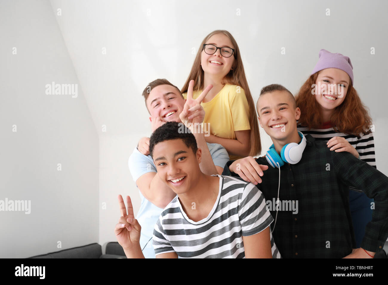 Cute teenagers at home Stock Photo - Alamy