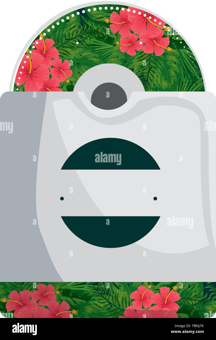 compact disk in bag with tropical flowers decoration Stock Vector Image ...