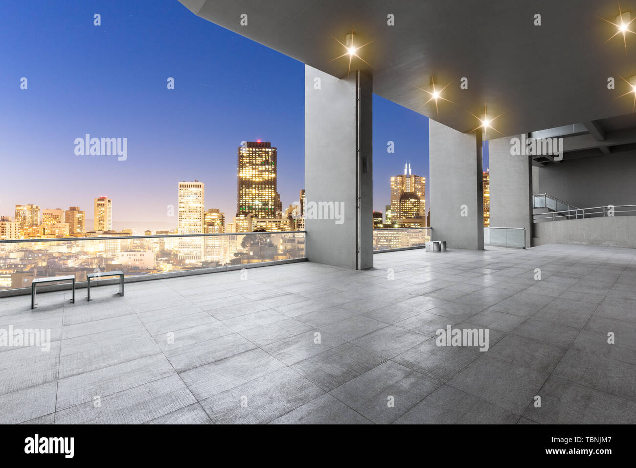 empty floor with modern buildings in modern city Stock Photo - Alamy