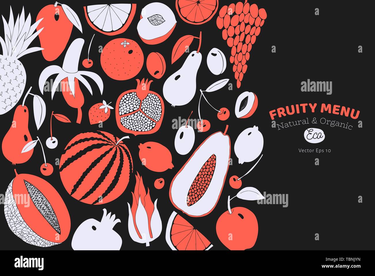 Scandinavian hand drawn fruit design template. Vector illustrations ...