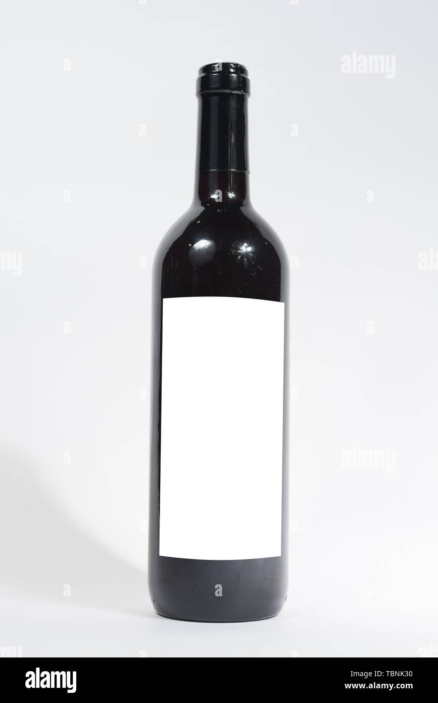 wine bottle with empty label on isolated background Stock Photo - Alamy