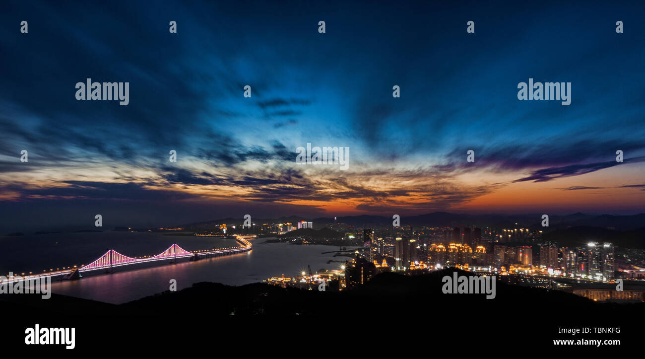 Night view of the West Mountain Rover in Dalian Stock Photo - Alamy