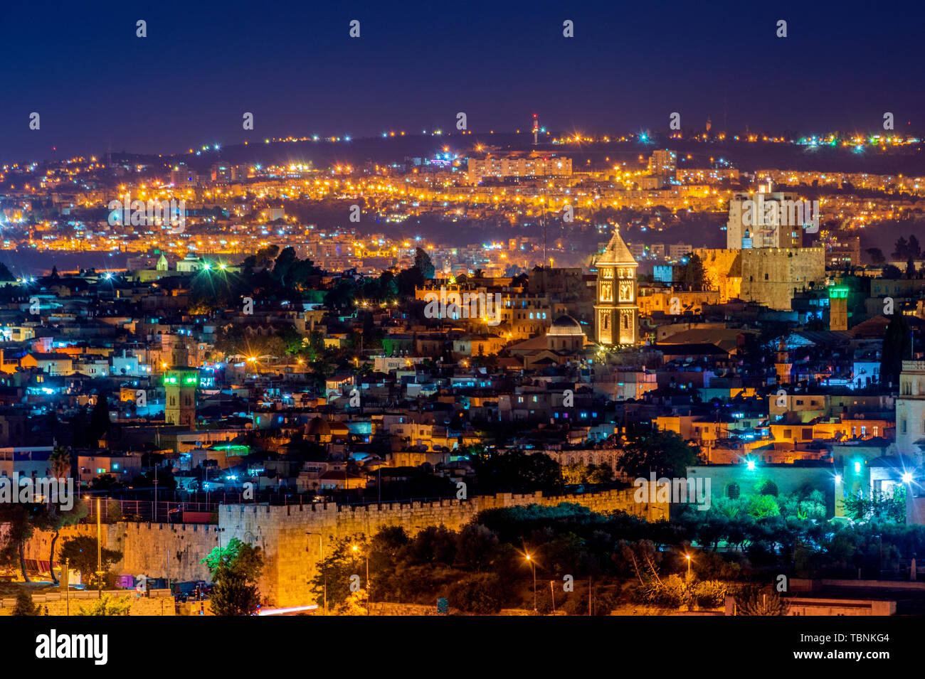 Night view of the Old City of Jerusalem, Israel Stock Photo - Alamy