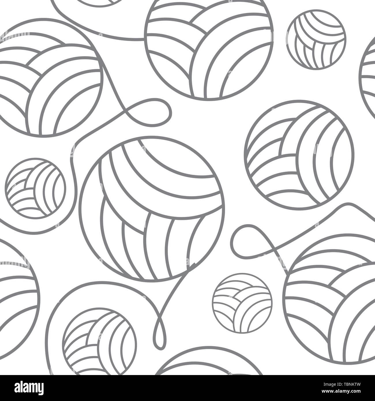 seamless balls of yarn and knitting needles. seamless background needlework, vector illustration ...