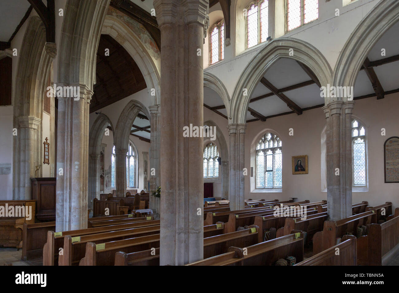Interior church of Saint Mary, Boxford, Suffolk, England, UK Stock ...