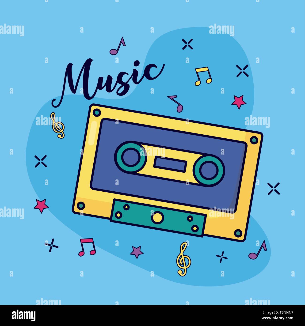 retro vintage cassette music colorful background Stock Vector Image ...