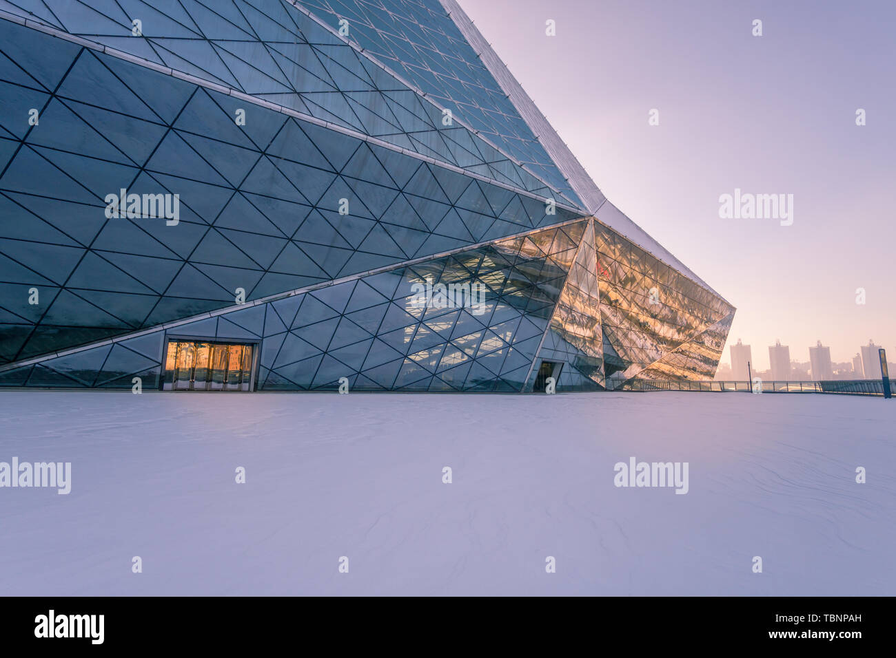 Background, landmark buildings, snow, sunrise Stock Photo - Alamy