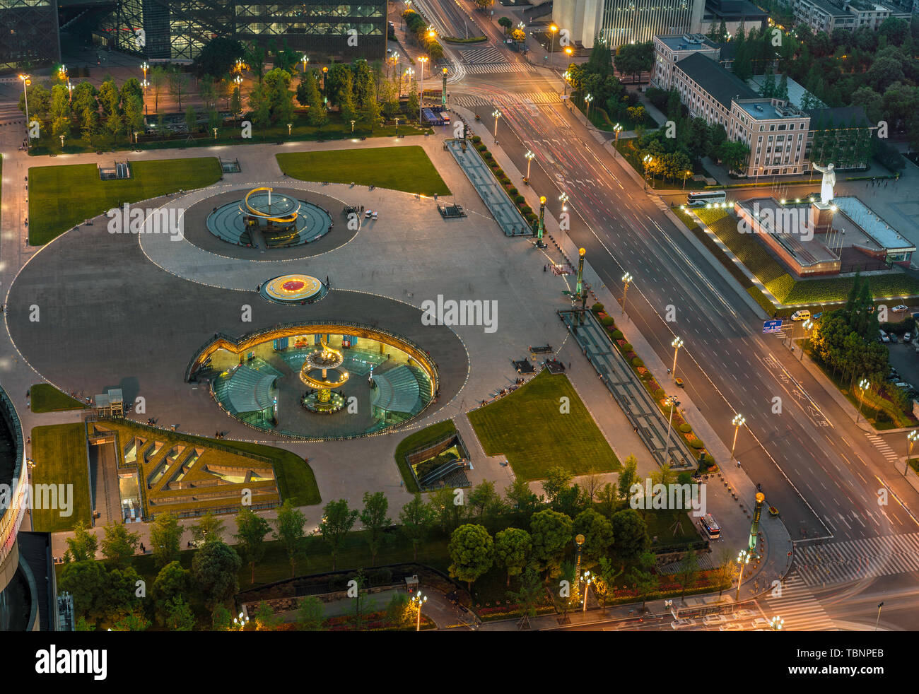 Night view of Tianfu Square in Chengdu Stock Photo - Alamy