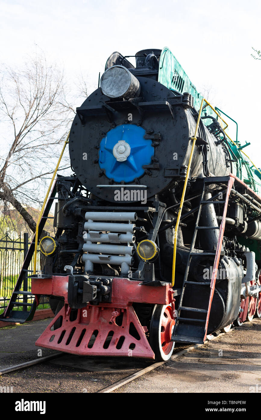 Ancient diesel locomotives. Retro locomotives .. Black locomotive ...
