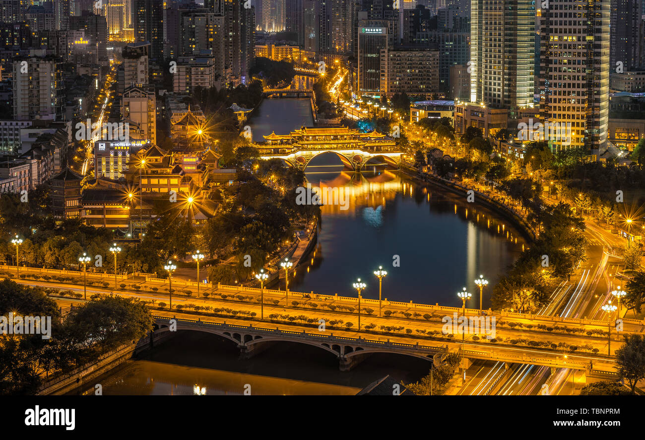 Sichuan chengdu anshun covered bridge and ancient buildings hi-res ...