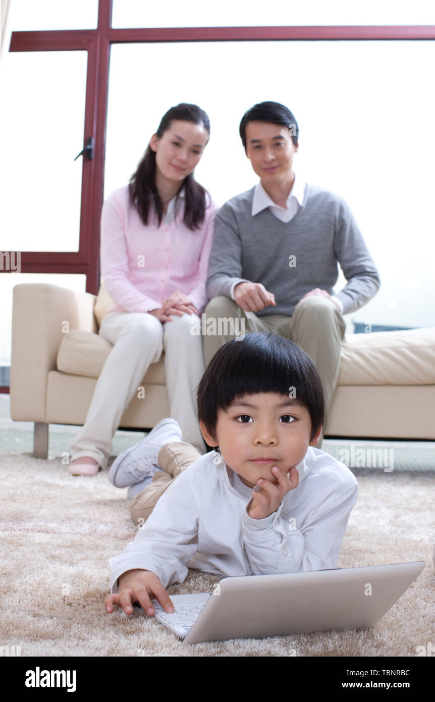 Children learn computer at home Stock Photo - Alamy
