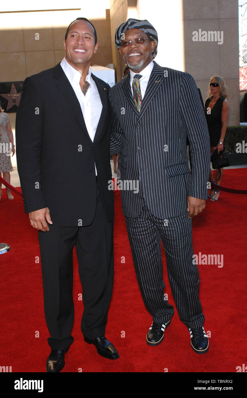 LOS ANGELES, CA. July 12, 2007: Dwayne "The Rock" Johnson (left ...