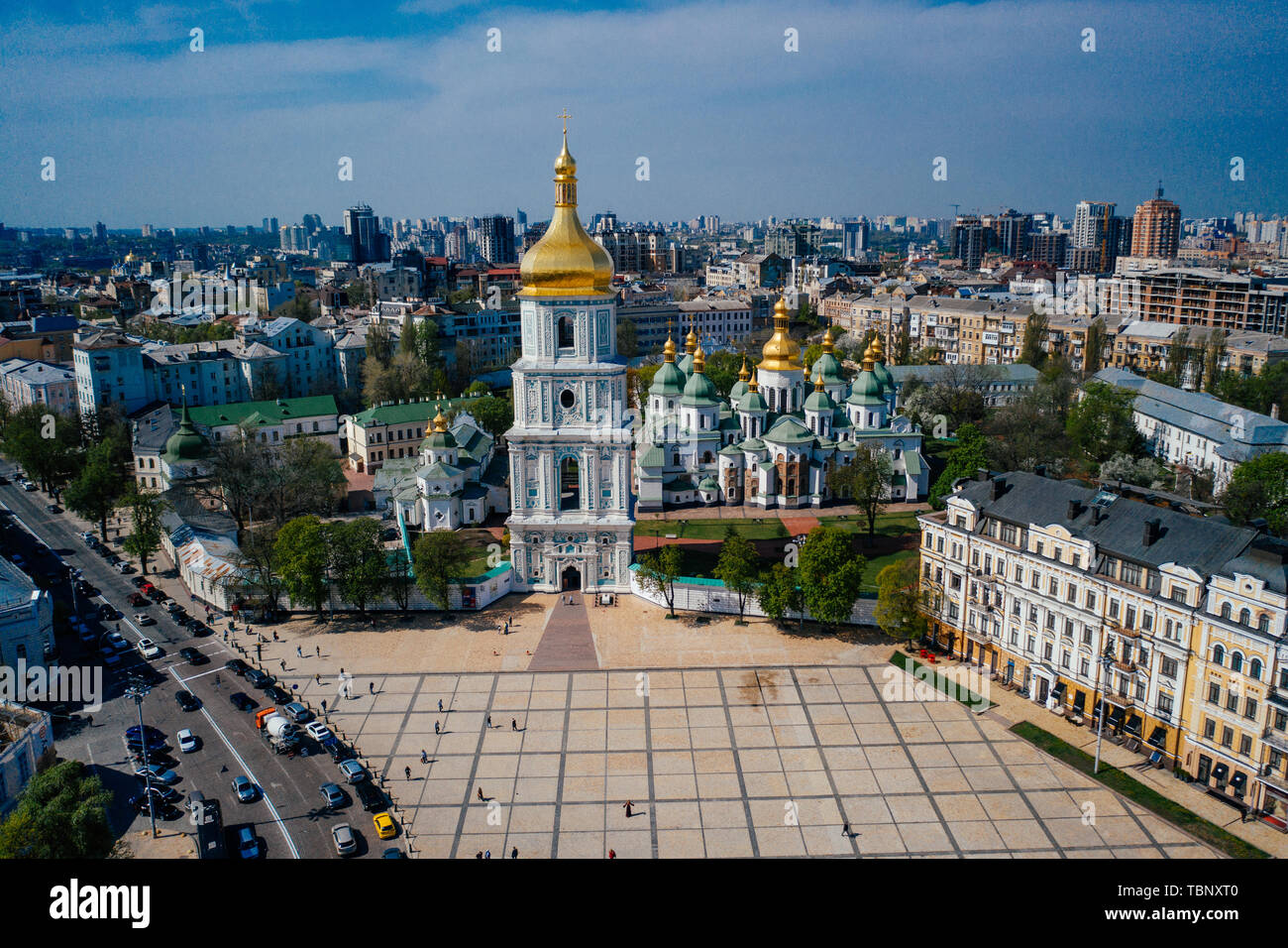 KIEV, UKRAINE - MAY 2019. Panoramic Aerial view of Saint Michael ...