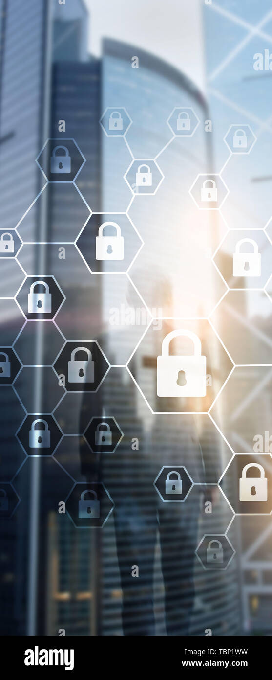 Vertical Panorama Banner. Cybersecurity, Information privacy, data ...