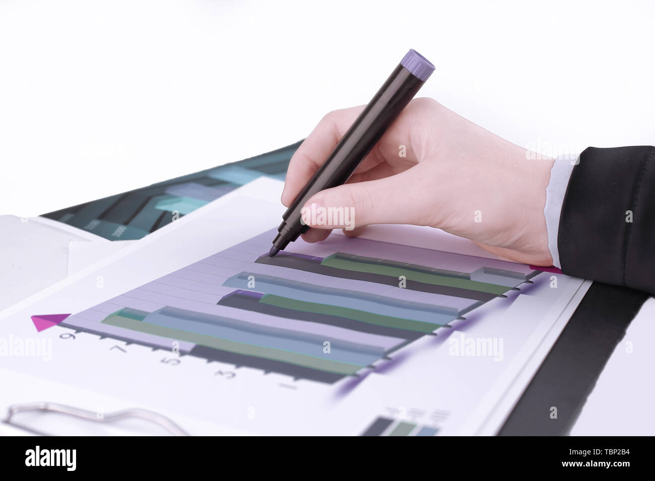 close-up. Manager working with marketing schemes Stock Photo - Alamy