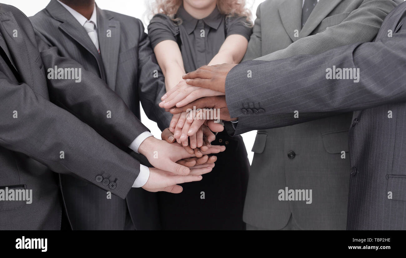 business people showing unity with their hands together.concept of ...