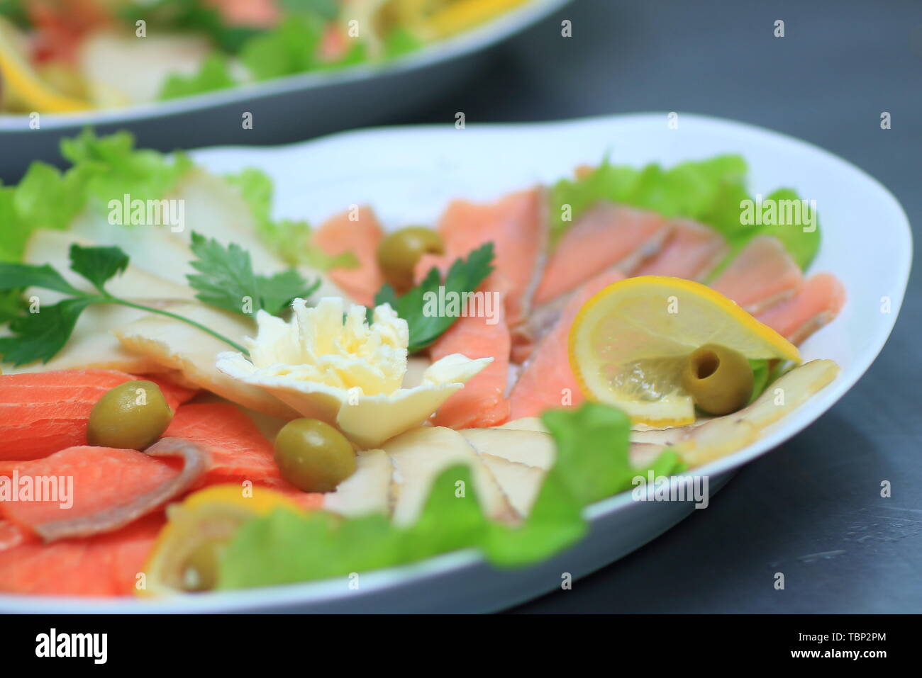 close up.fish snack on the table in the restaurant Stock Photo - Alamy
