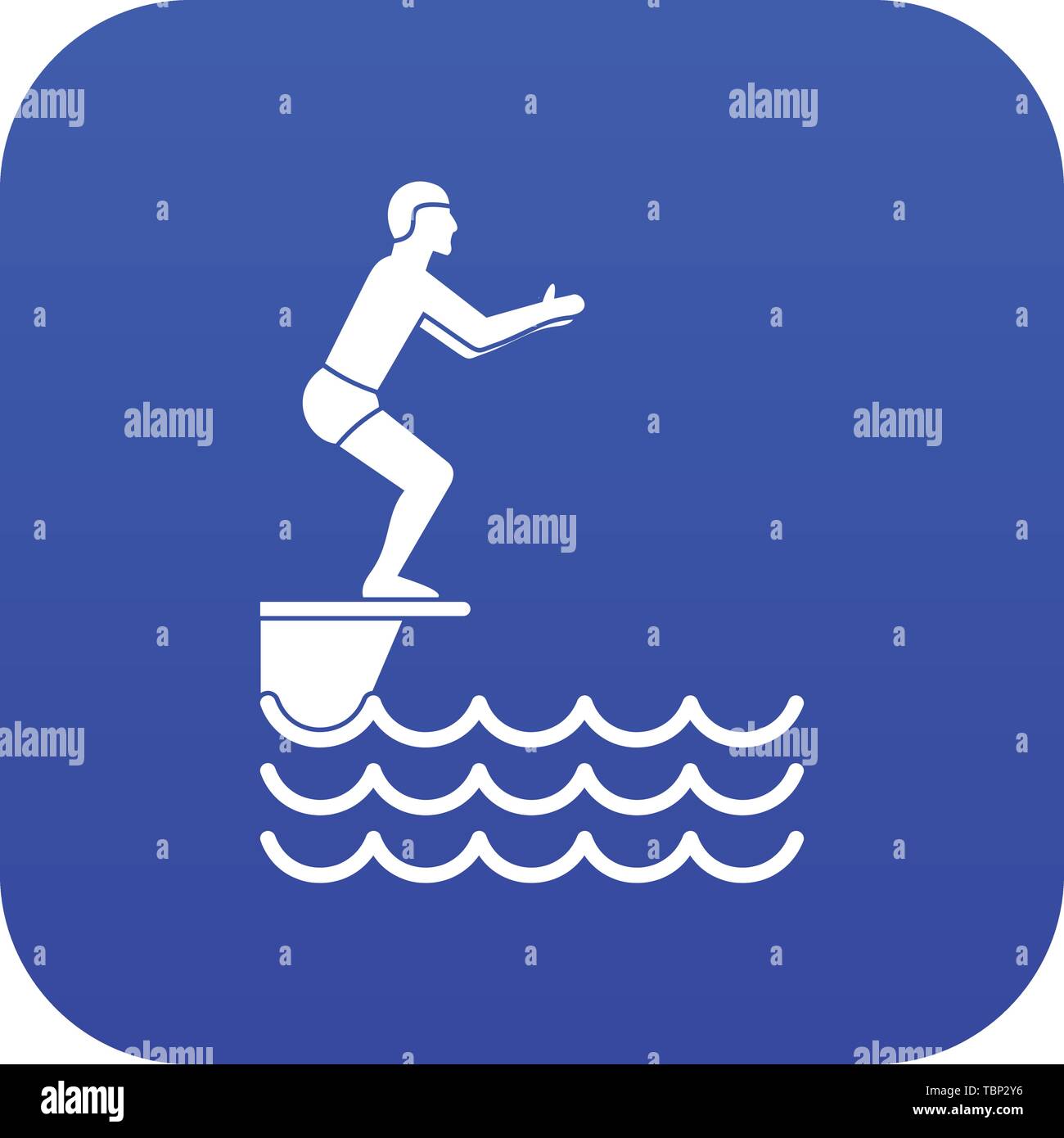 Man standing on springboard icon digital blue Stock Vector Image & Art ...