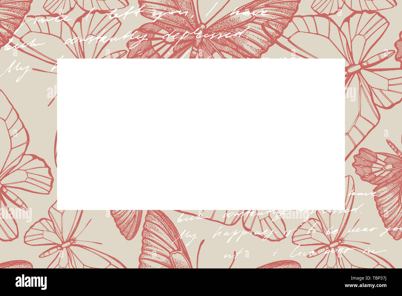 Butterflies silhouettes. Butterfly card template on romantic background ...