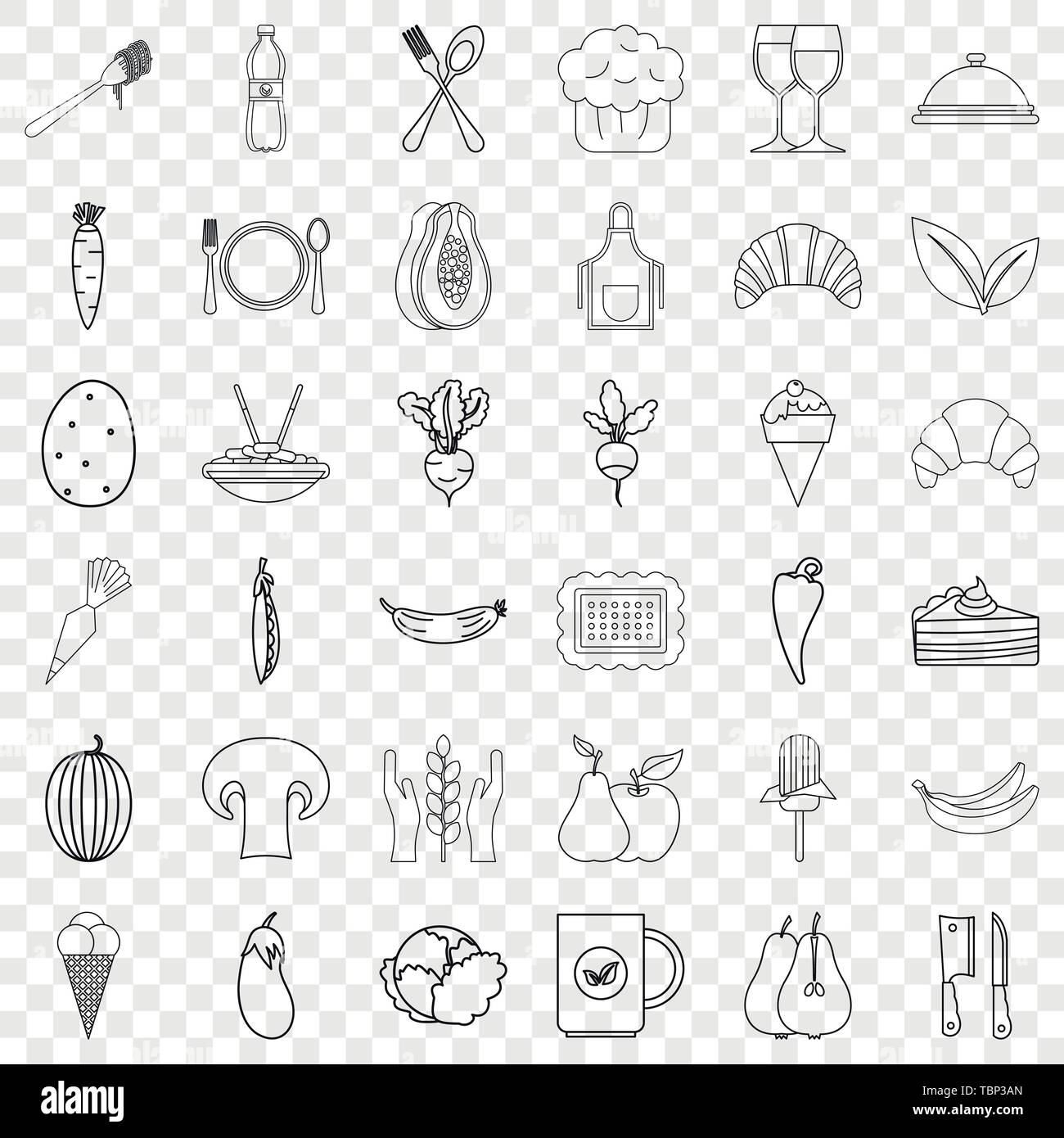 Organic food icons set, outline style Stock Vector Image & Art - Alamy