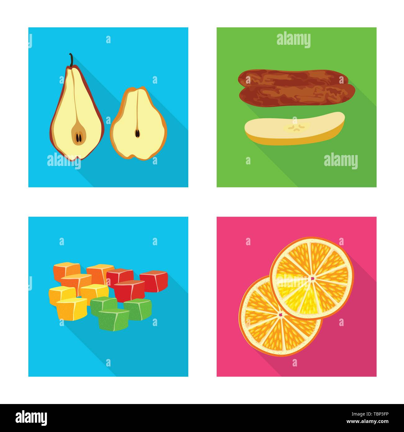 Vector illustration of fruit and dried symbol. Set of fruit and food ...