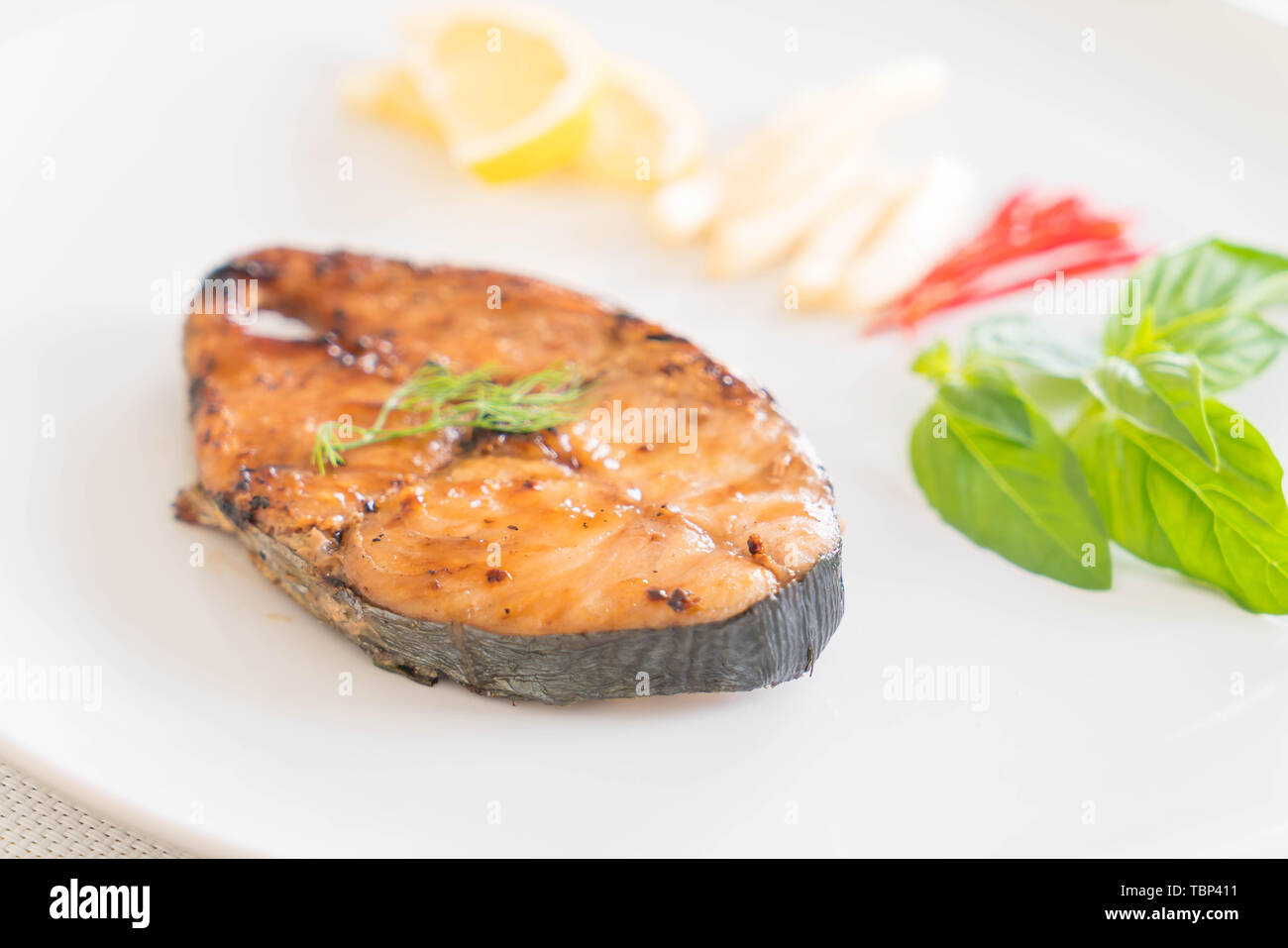 Grilled fish chops Stock Photo - Alamy